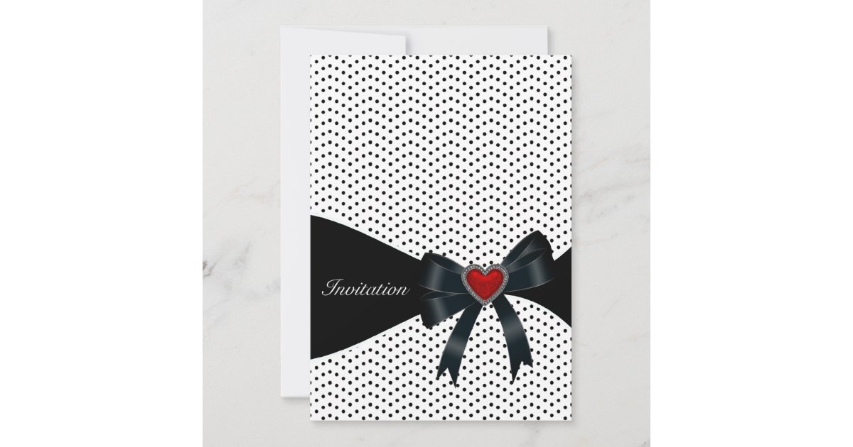 Black Polka Dot Any number Birthday Party Invitation | Zazzle