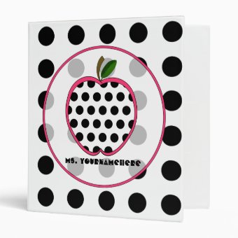 Black Polka Dot Apple Fashion Teacher Binder | Zazzle