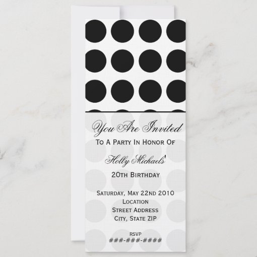 Black Polka Dot Party Invitation | Zazzle