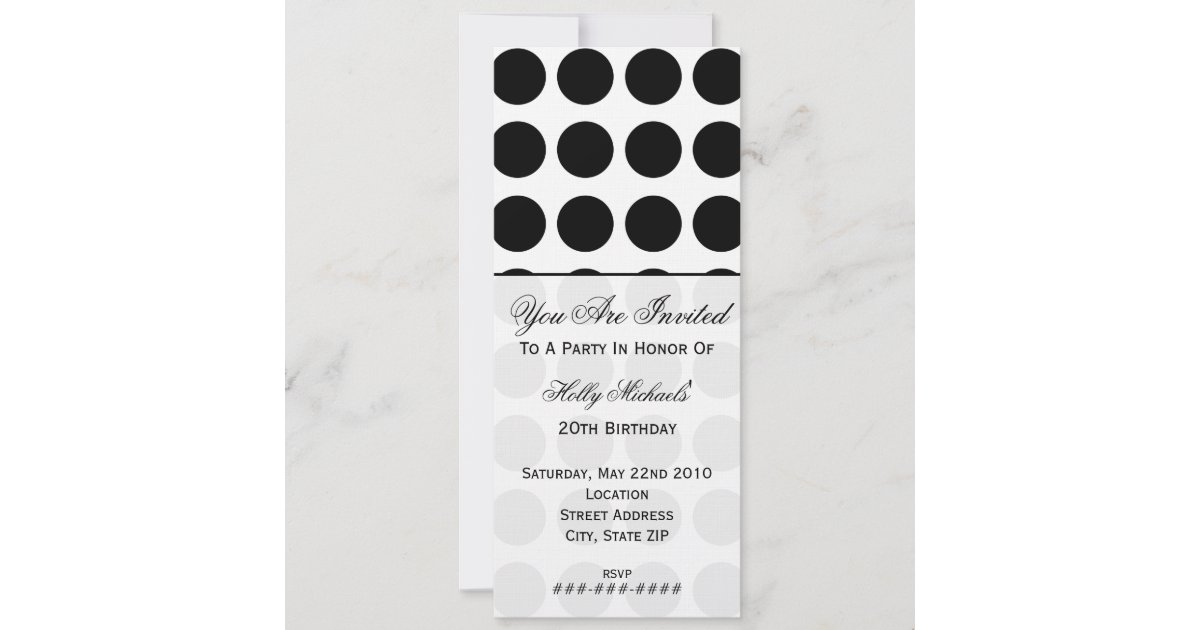 Black Polka Dot Party Invitation | Zazzle