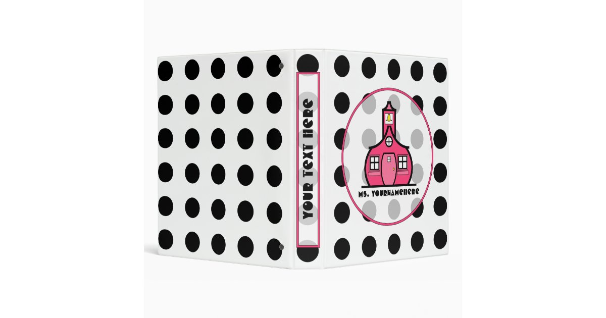 Black Polka Dot Pop Art Fashion Teacher Binder | Zazzle