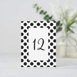 Black Polka Dot Table Number Postcard | Zazzle