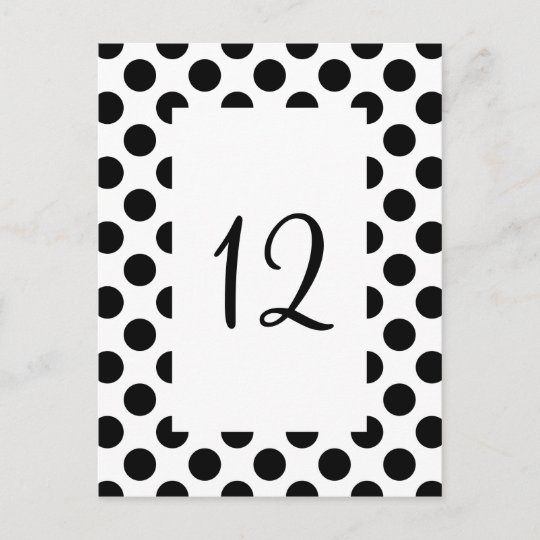 Black Polka Dot Table Number Postcard | Zazzle.com