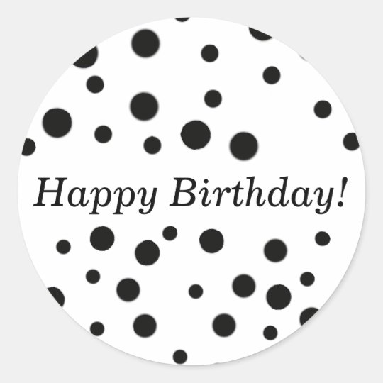 Black Polka Dots Happy Birthday Stickers | Zazzle.com