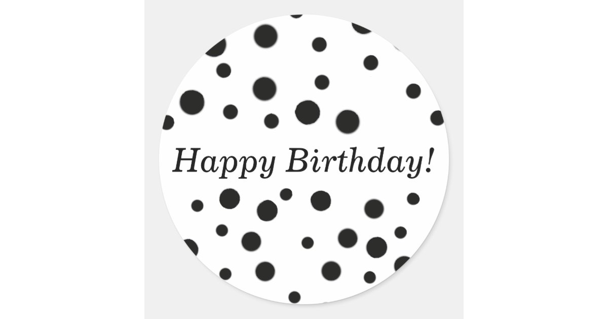 Black Polka Dots Happy Birthday Stickers | Zazzle