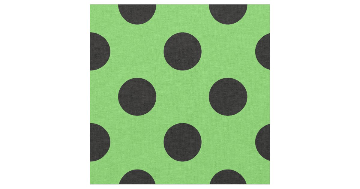 Black polka dots on lime green fabric | Zazzle