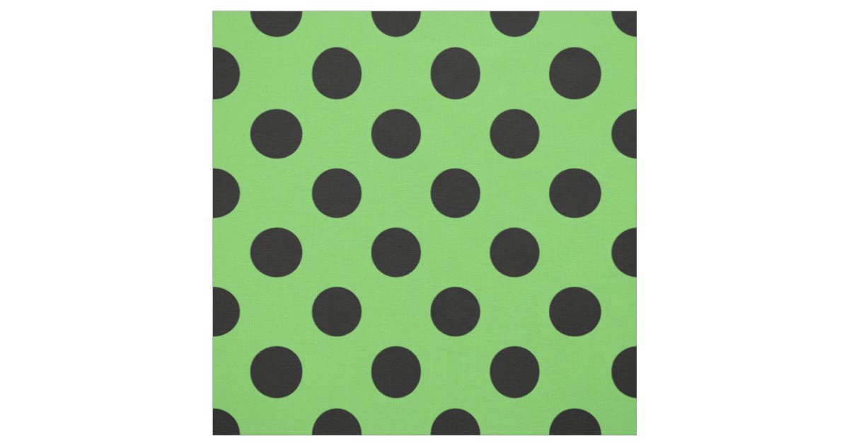 Black polka dots on lime green fabric | Zazzle
