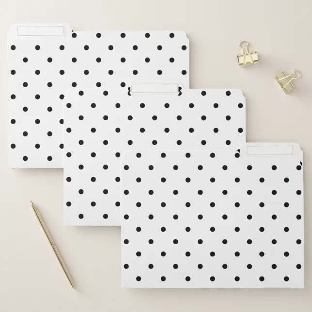 Black Polka Dots on White Pattern File Folder | Zazzle