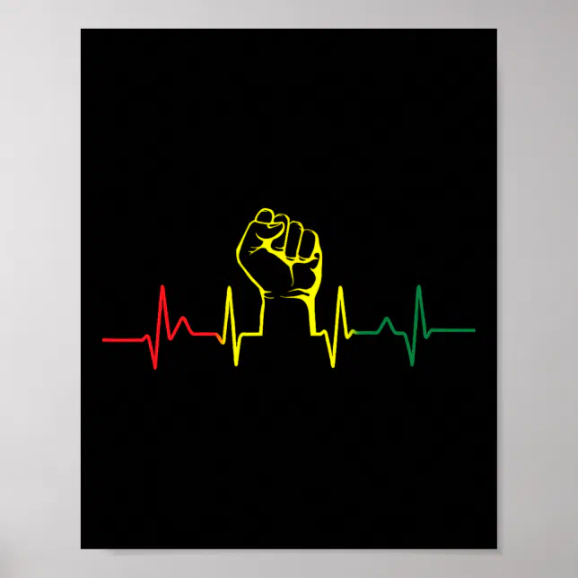 Black Power Fist Heartbeat African American Pride Poster | Zazzle