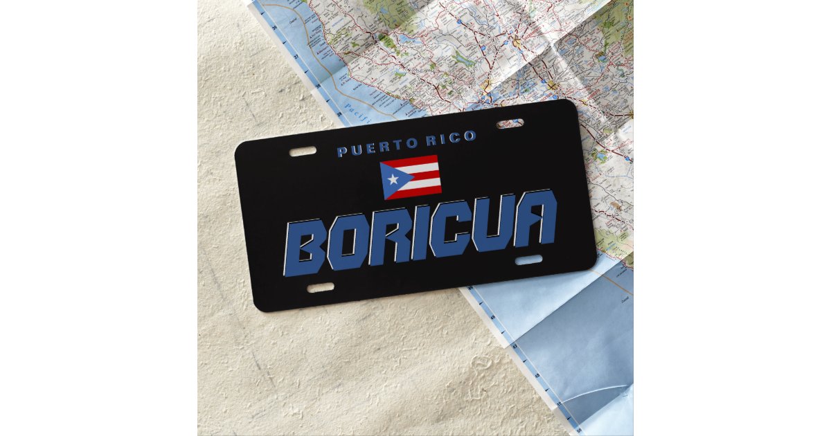 Black, PR Flag, Puerto Rico License Plate | Zazzle