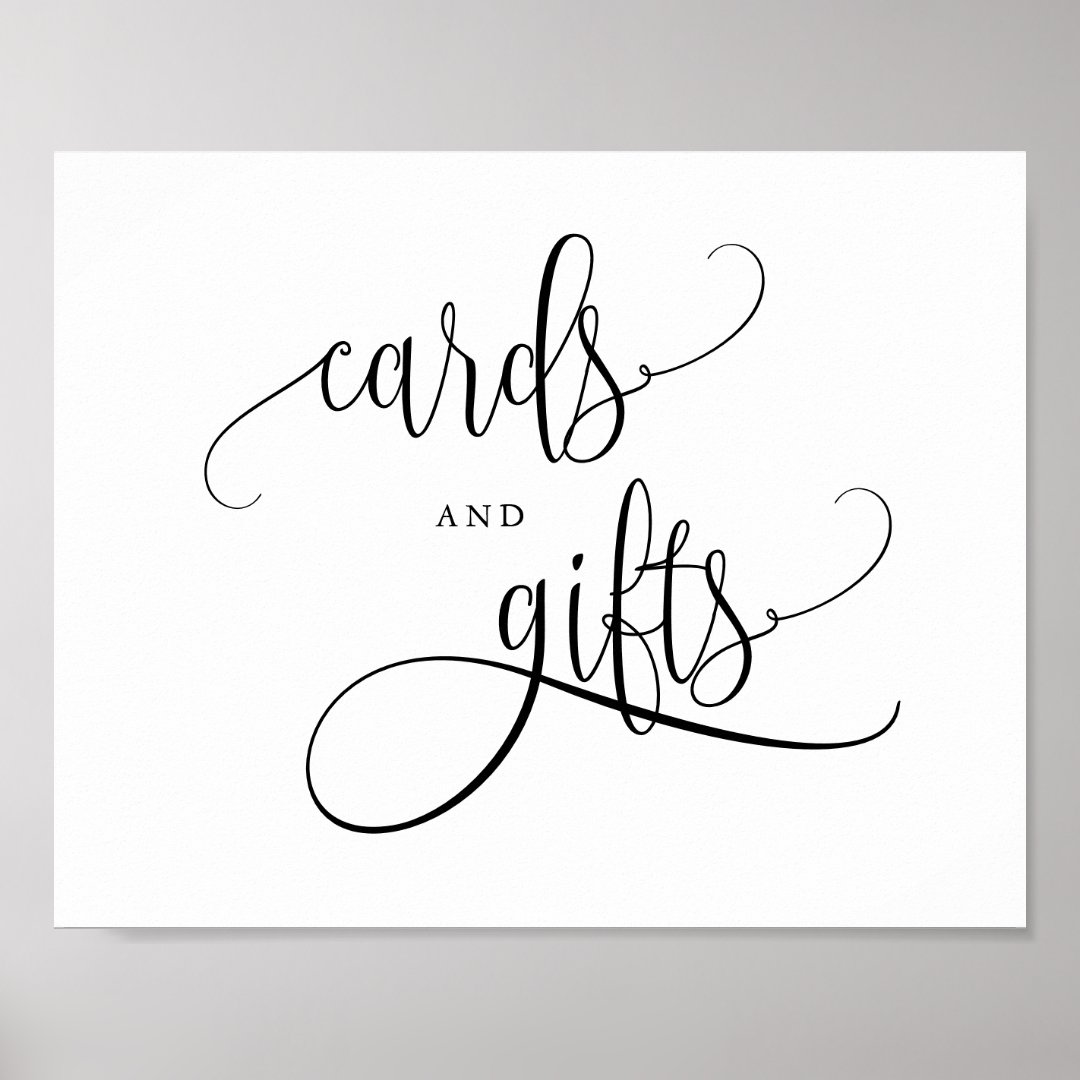 Black Pretty Calligraphy Script Cards and Gifts Poster | Zazzle