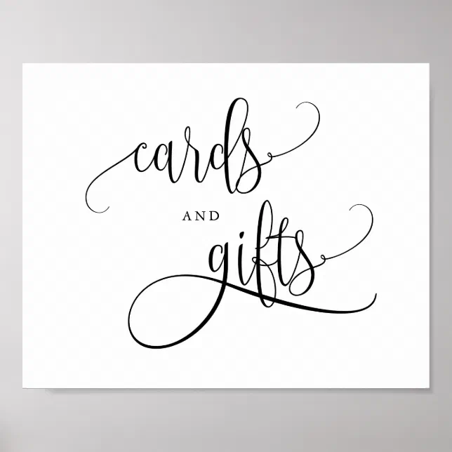 Black Pretty Calligraphy Script Cards and Gifts Poster | Zazzle