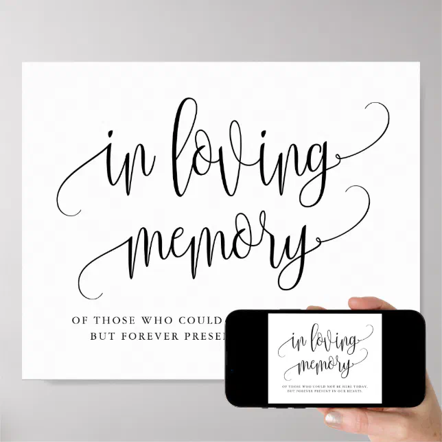 Black Pretty Calligraphy Script In Loving Memory Poster | Zazzle