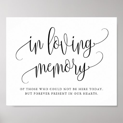 Black Pretty Calligraphy Script In Loving Memory Poster | Zazzle
