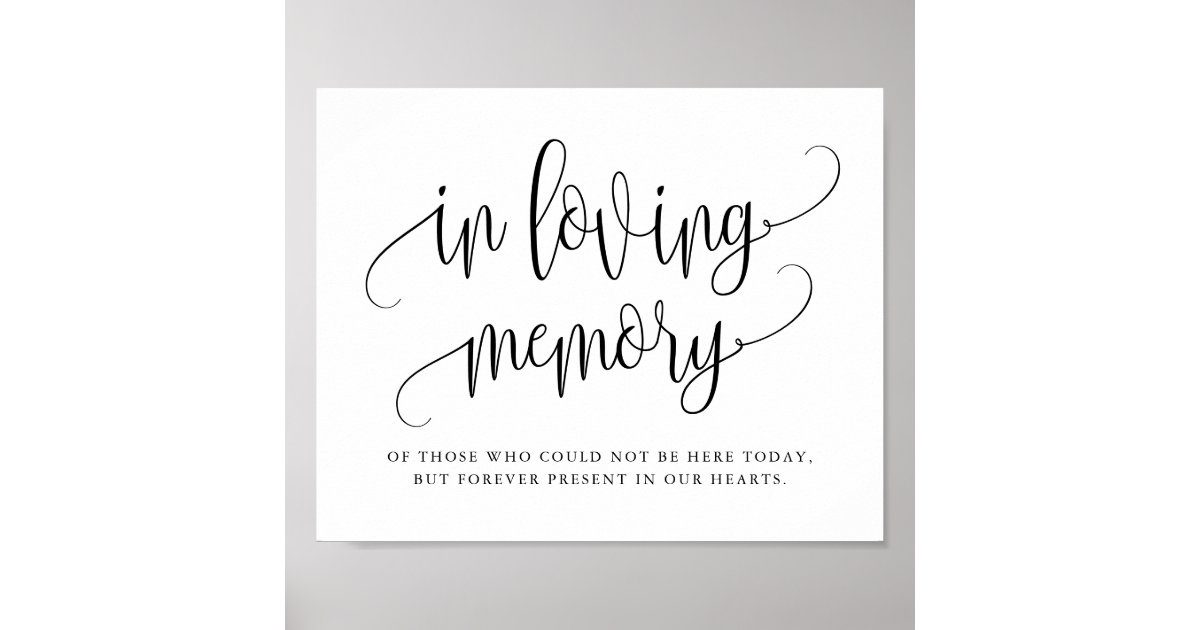 Black Pretty Calligraphy Script In Loving Memory Poster | Zazzle