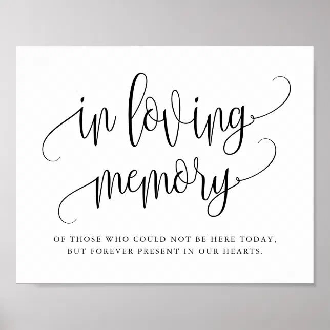 Black Pretty Calligraphy Script In Loving Memory Poster | Zazzle
