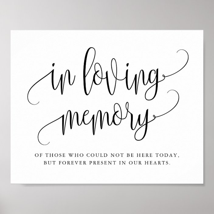 Black Pretty Calligraphy Script In Loving Memory Poster | Zazzle.com