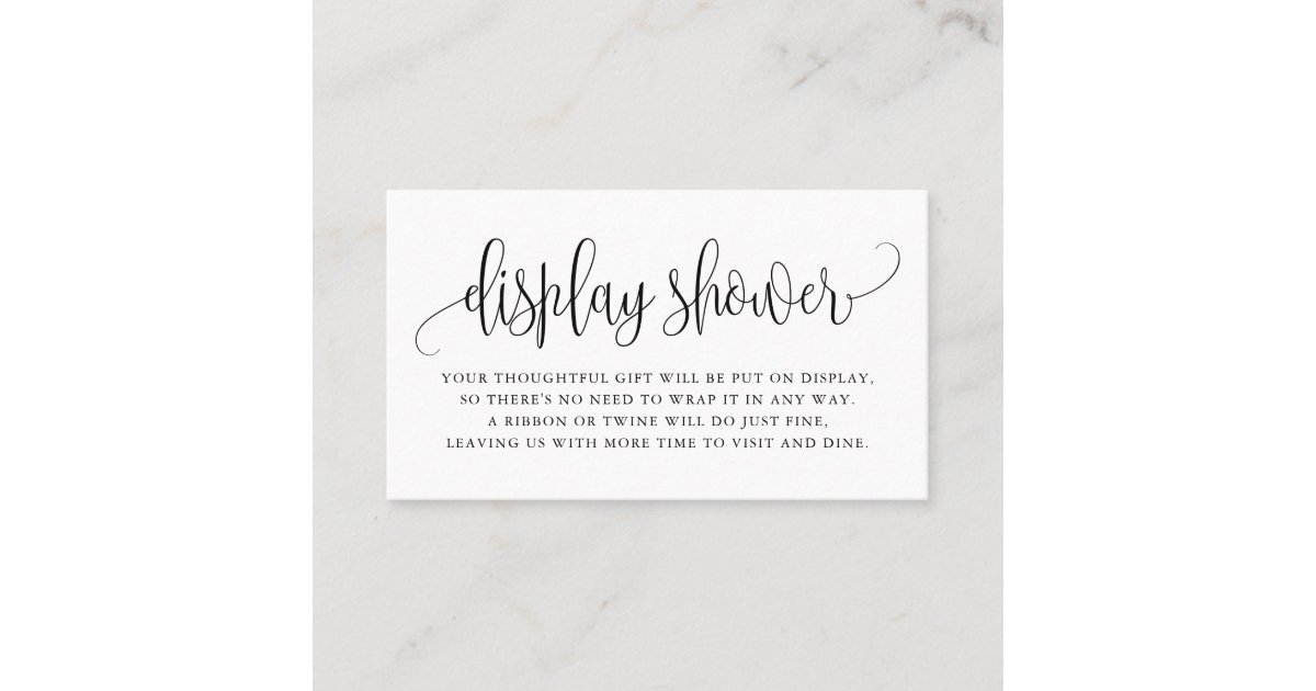 Black Pretty Script Display Shower Card | Zazzle