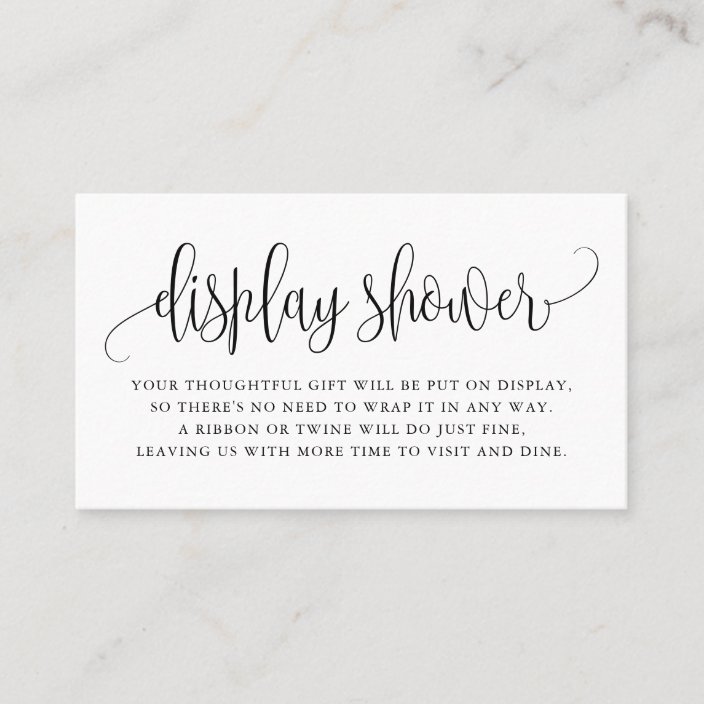 Black Pretty Script Display Shower Card | Zazzle.com