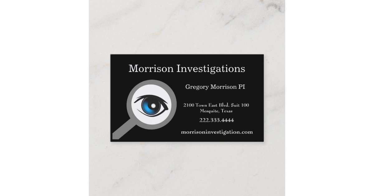 Black Private Investigation Business Card | Zazzle
