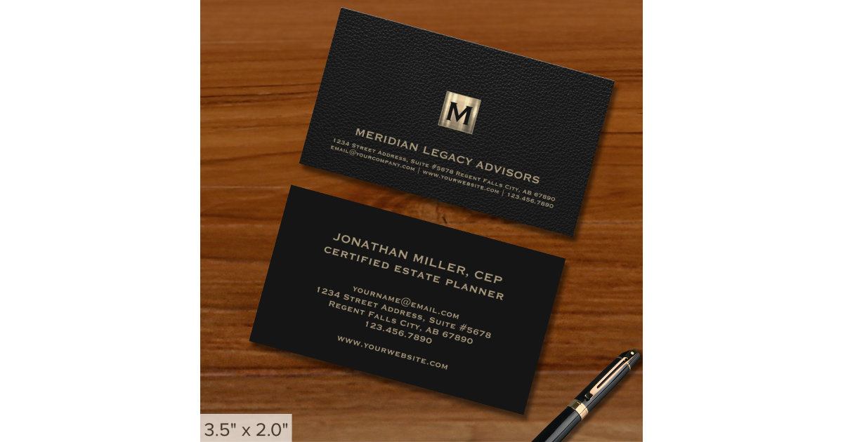 Black Professional Luxury Initial Logo Business Card | Zazzle