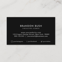 Black Professional Plain Elegant Modern Simple Bus Business Card | Zazzle