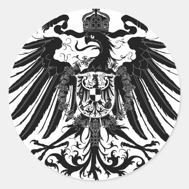 Black Prussian Eagle Classic Round Sticker | Zazzle
