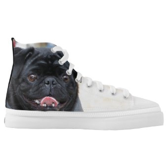 Black Pug high top tennis shoes | Zazzle