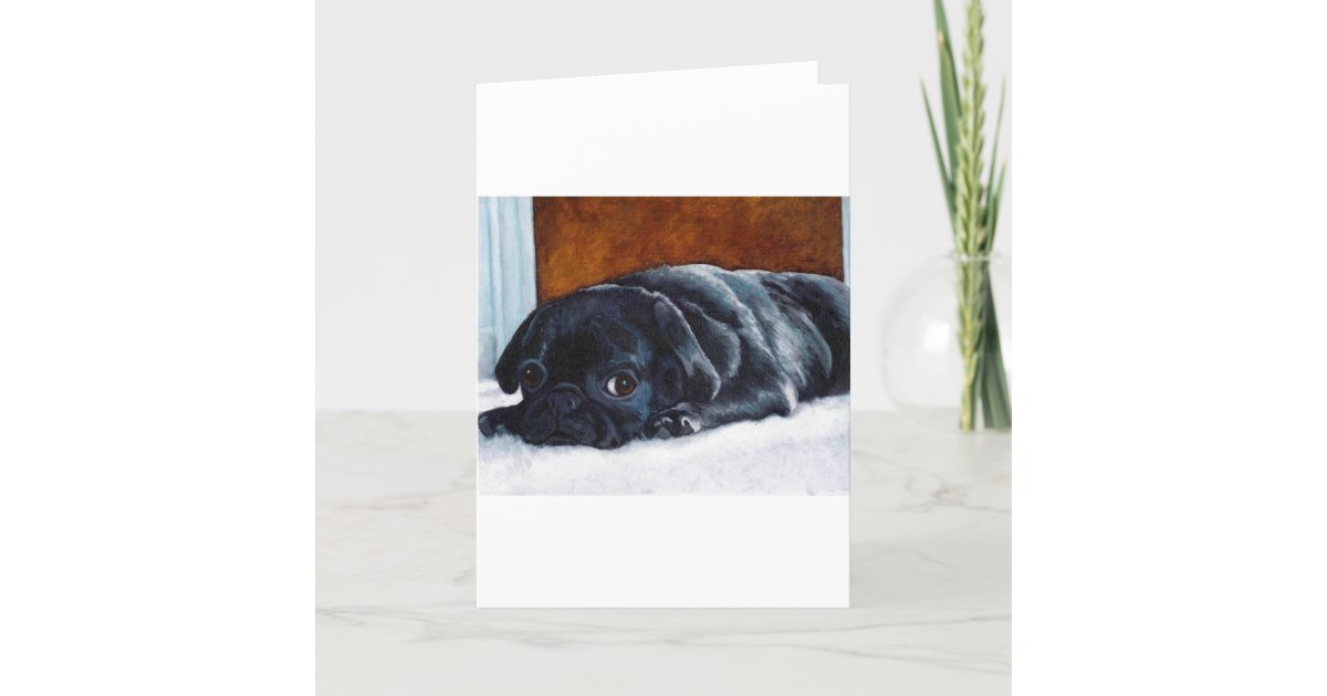 Black Pug Puppy Card | Zazzle