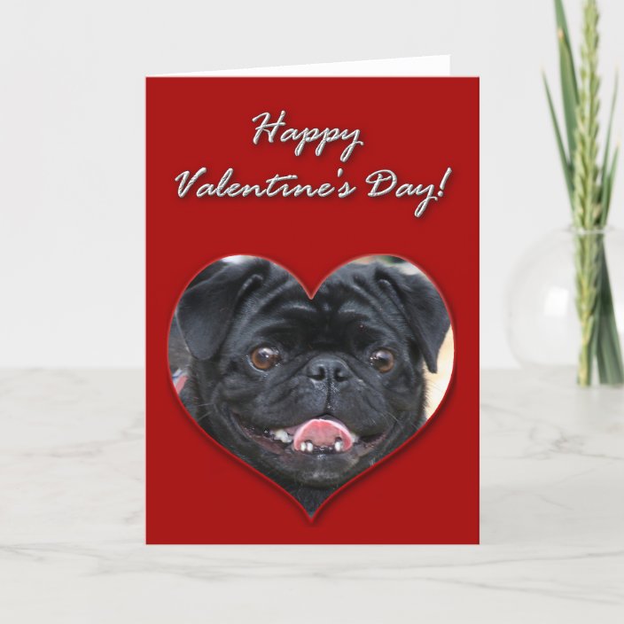 Black Pug Valentines Day Card | Zazzle.com
