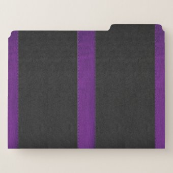 Black & Purple Faux Leather Stitched Effect File Folder | Zazzle