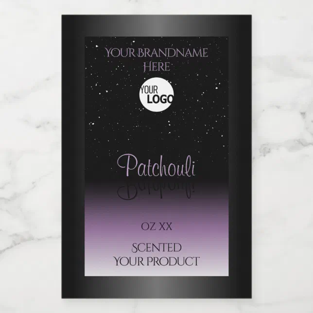 Black Purple Gradient Product Labels Glitter Logo | Zazzle