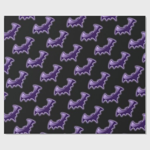 Black & Purple Night Wing Bats Wrapping Paper | Zazzle