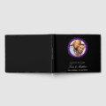 Black purple photo sparkles elegant wedding guest book | Zazzle