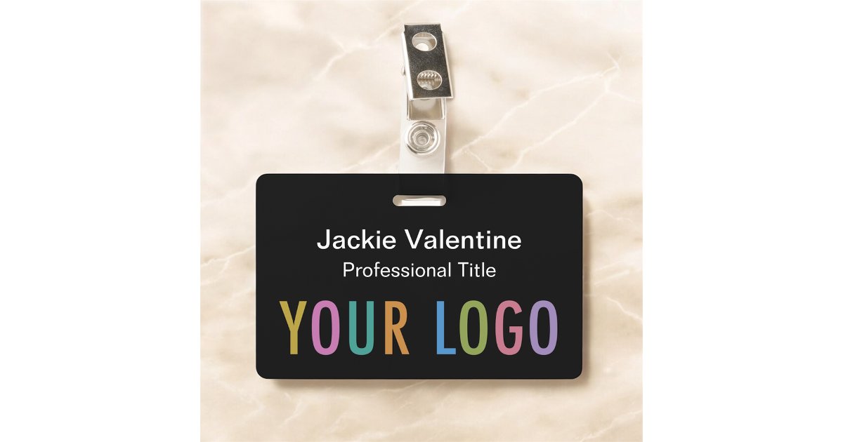 Black PVC Name Badge with Clip Lanyard or Reel | Zazzle