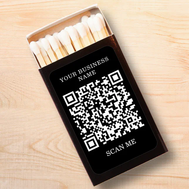 Black QR Code Scan Me Promotional Matchboxes | Zazzle