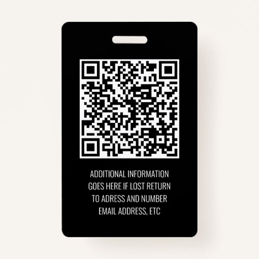 Black QR Coded V2 Employee Badge | Zazzle