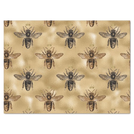 Black Queen Bees on Gold Decoupage Tissue Paper | Zazzle.com