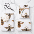 Black Queen Bees on White Wrapping Paper Sheets | Zazzle