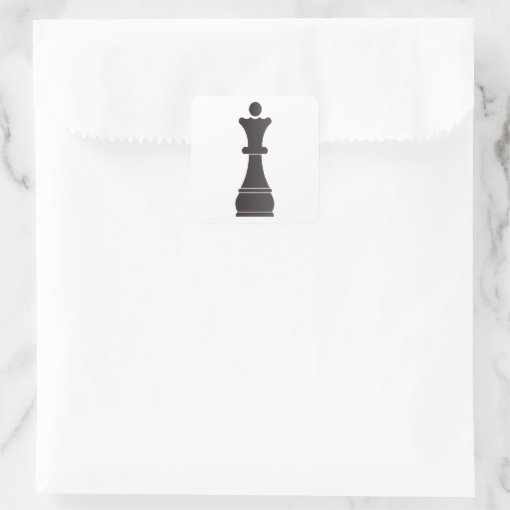 Black queen chess piece square sticker | Zazzle