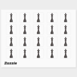 Black queen chess piece square sticker | Zazzle