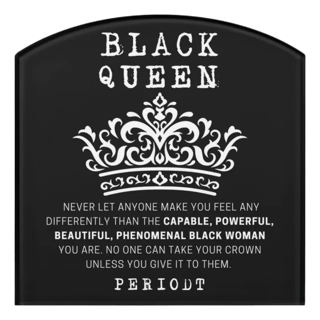 Black Queen Crown Black Woman Inspirational Door Sign | Zazzle