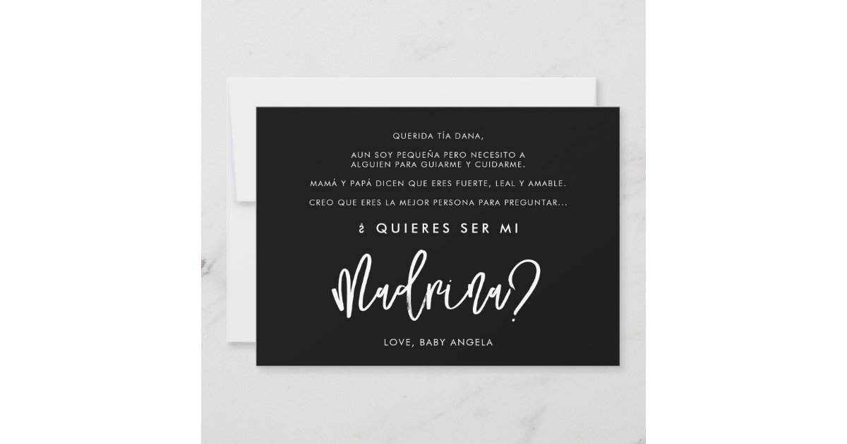 Black Quieres ser mi madrina Godmother card | Zazzle