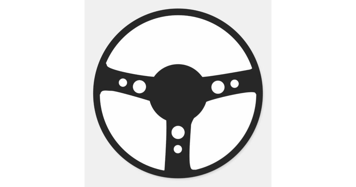 black racing steering wheel icon classic round sticker | Zazzle
