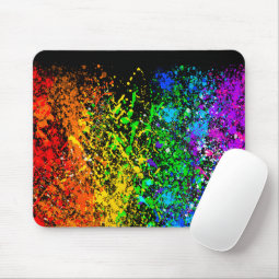 Black Rainbow Color Paint Splatter Colorful Mouse Pad | Zazzle