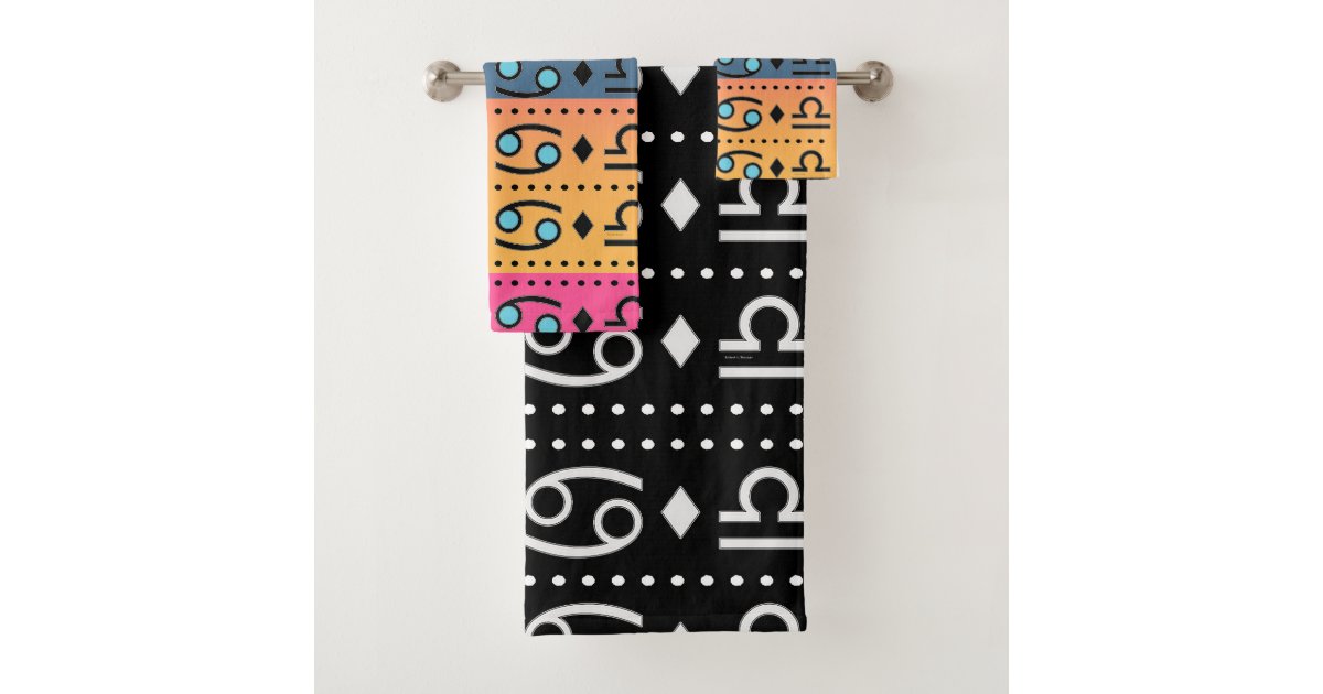 Black Random Symbols + Rainbow Symbols Towel Set | Zazzle