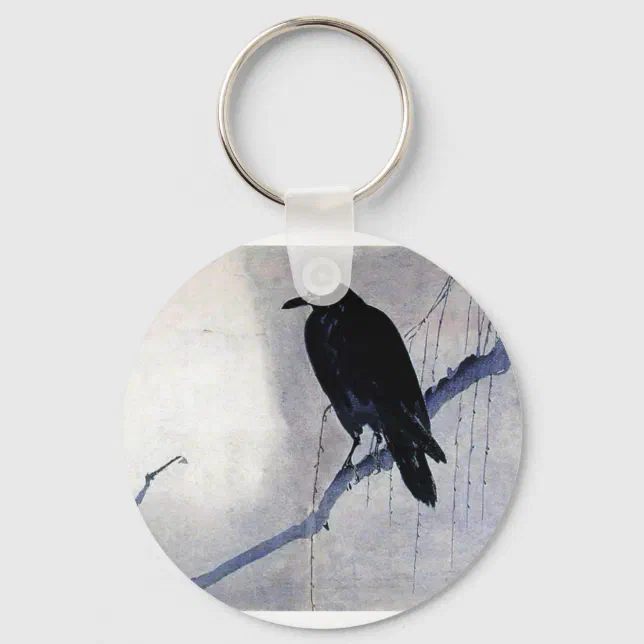 Black Raven Bird Keychain | Zazzle