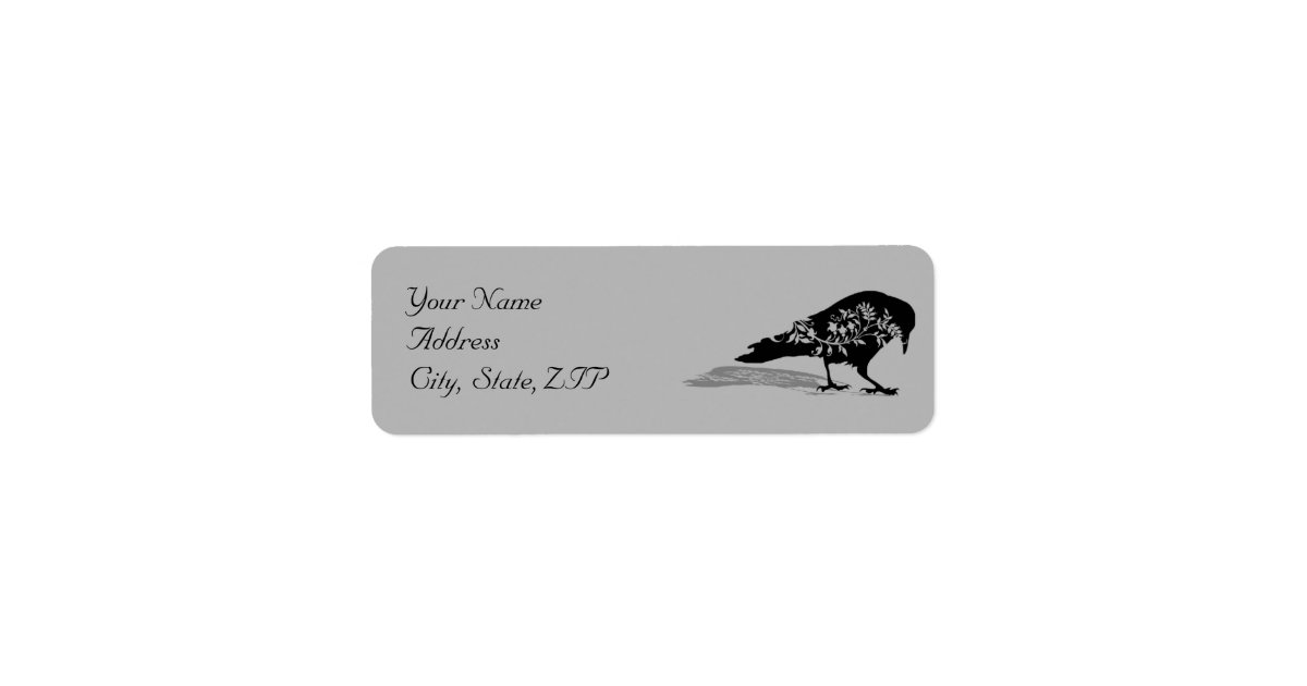 Black Raven Gothic Frame Return Address Label | Zazzle