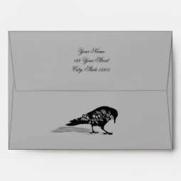 Black Raven Gothic Frame Wedding Envelope | Zazzle