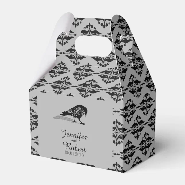 Black Raven Gothic Frame Wedding Favor Box | Zazzle